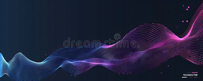 Electric Blue and Magenta Dots in a Purple Wave on a Dark Blue ...