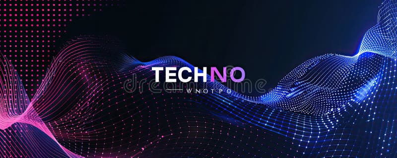 Electric Blue and Magenta Dots in a Purple Wave on a Dark Blue ...