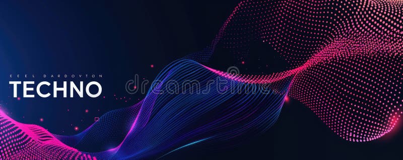 Electric Blue and Magenta Dots in a Purple Wave on a Dark Blue ...