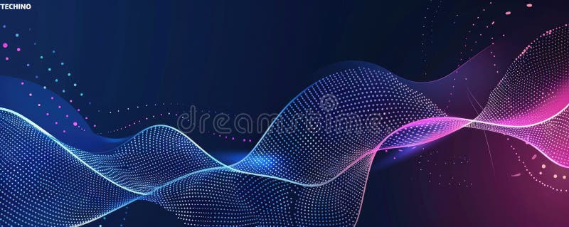 Electric Blue and Magenta Dots in a Purple Wave on a Dark Blue ...