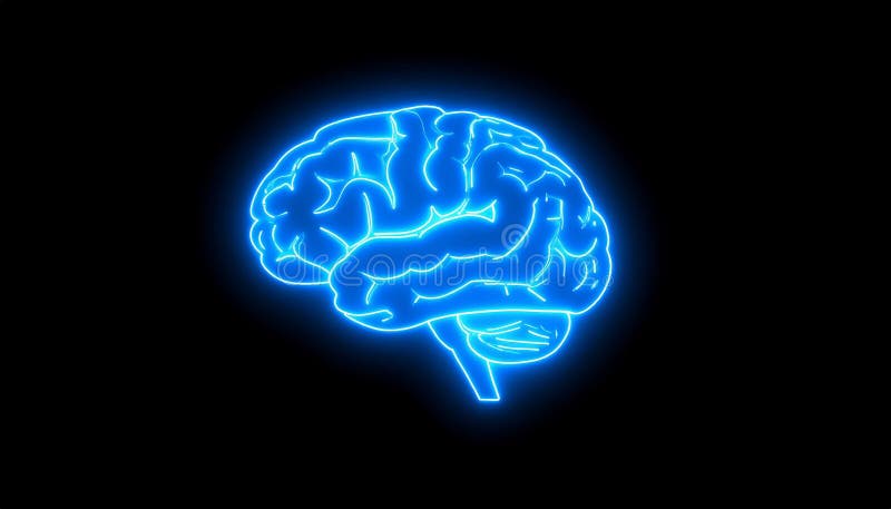 Electric Blue Neon Brain, a Striking Image of Artificial Intelligence ...
