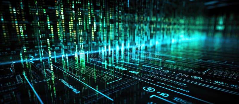 Electric Blue Numbers Form a Symmetrical Pattern on the Computer Screen ...