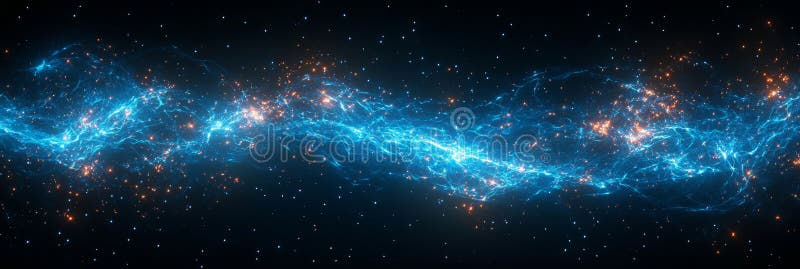 Electric Blue Plasma Energy Wave on a Black Background, an Abstract ...