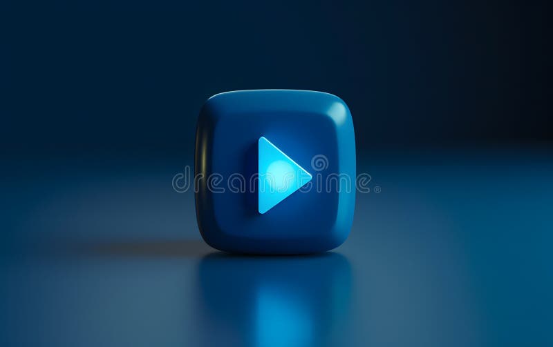 A Blue Play Button Rests on a Matching Blue Surface Stock Illustration ...