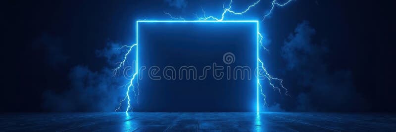 Electric Blue Portal Frame, Lightning Strikes on Black Backdrop ...