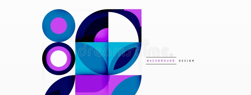 Violet and Electric Blue Pattern with Circles and Squares on White ...