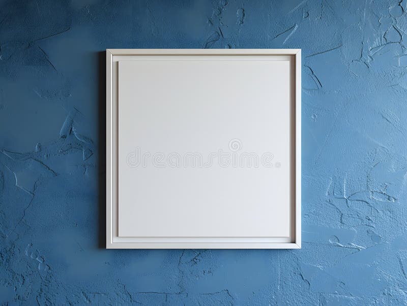 An Electric Blue Rectangle Frame Hangs on Azure Wall Stock Photo ...