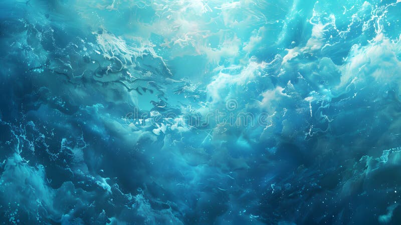 Electric Blue Sky with Cumulus Clouds Reflecting in the Fluid Ocean ...