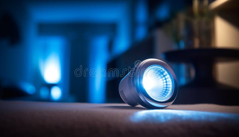 Electric Blue Spotlight Illuminates Modern Stage for Performance Space ...