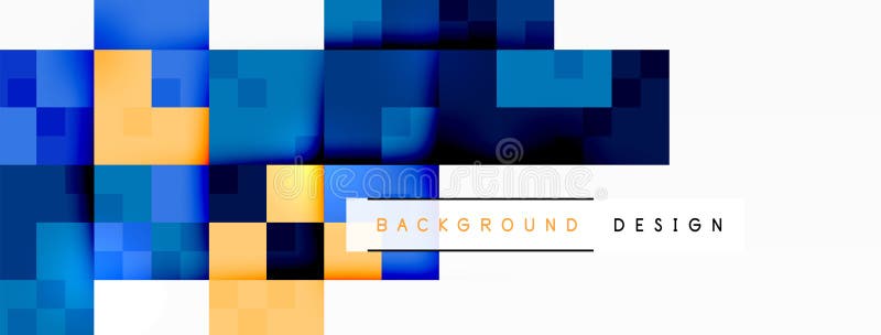 Electric Blue Squares Pattern with Rectangle Shapes on Yellow ...