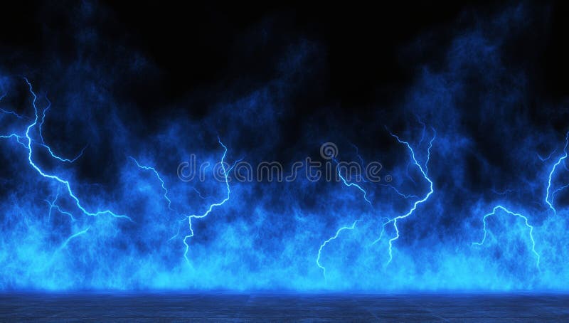 Electric Blue Storm Clouds Gather As Lightning Strikes Illuminate the ...
