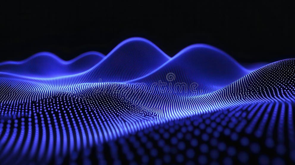 Electric Blue Terrain Dotted Surface Grid Wave Simulation - Abstract ...