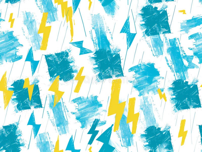 Electric Blue and Yellow Lightning Bolt Pattern on White Background ...