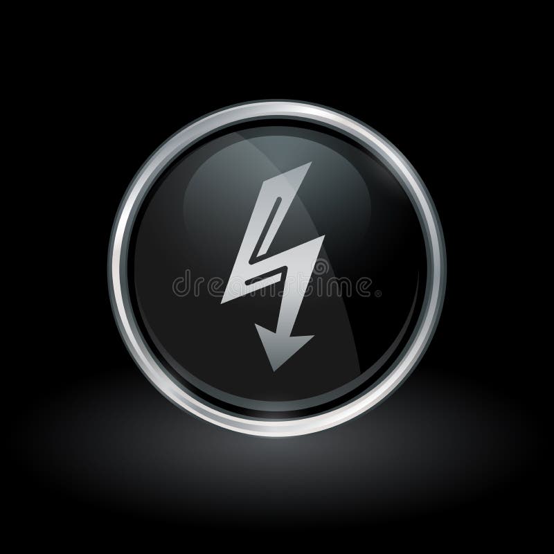 Electric Bolt Arrow Icon Inside Round Silver and Black Emblem Stock ...