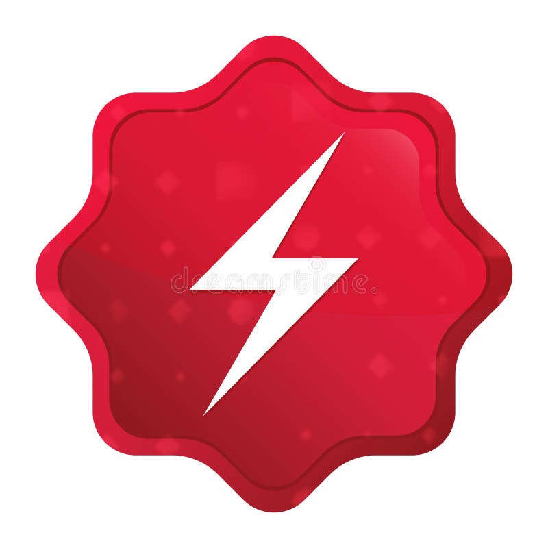Electric Bolt Icon Misty Rose Red Starburst Sticker Button Stock ...