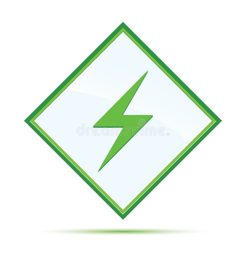 Electric Bolt Icon Modern Abstract Green Diamond Button Stock ...