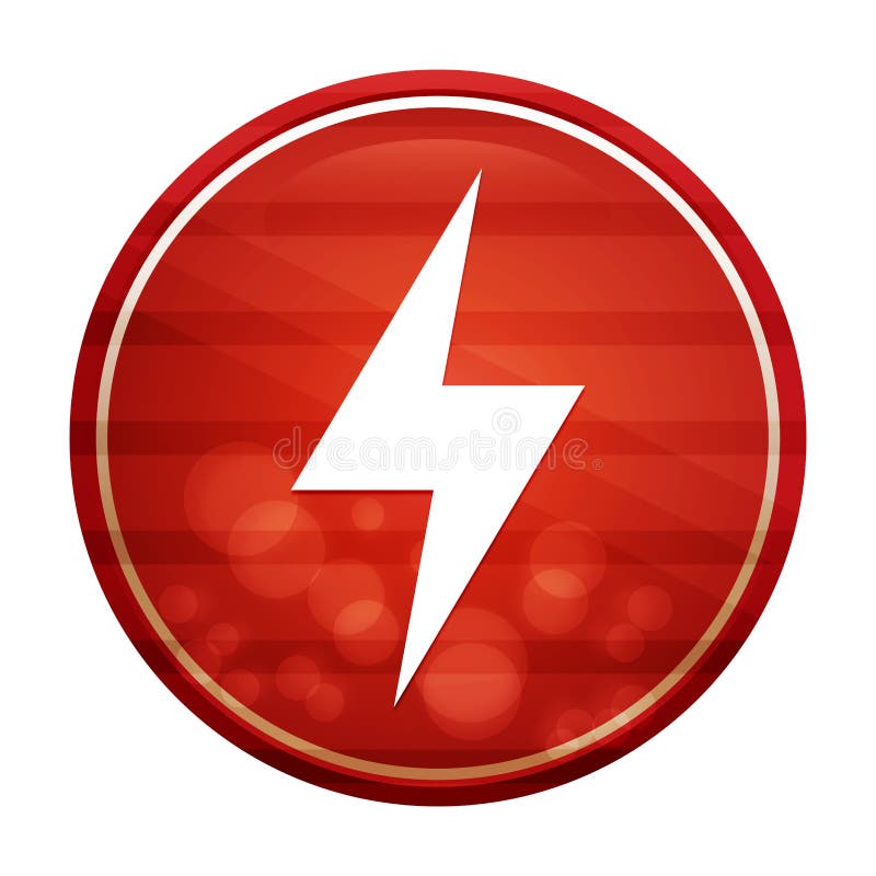 Electric Bolt Icon Realistic Diagonal Motion Red Round Button ...