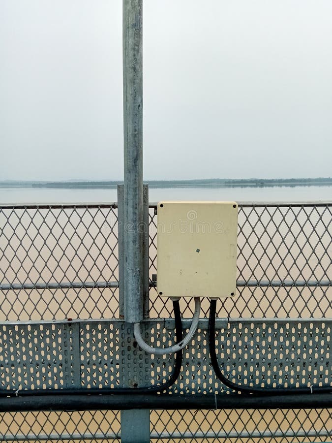 Electric Box in Bridge of Street Light Stock Image - Image of monitor ...
