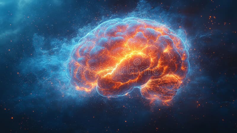 Electric Brain with Neural Connections and Sparks Stock Illustration ...