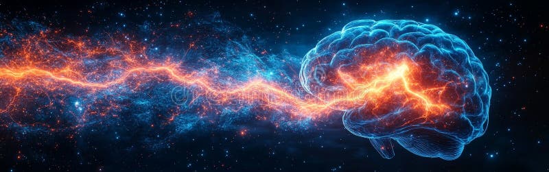 Electric Brain with Neural Connections and Sparks Stock Illustration ...