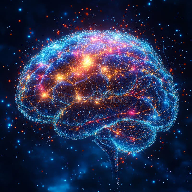 Electric Brain with Neural Connections and Sparks Stock Illustration ...