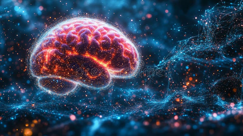 Electric Brain with Neural Connections and Sparks Stock Illustration ...