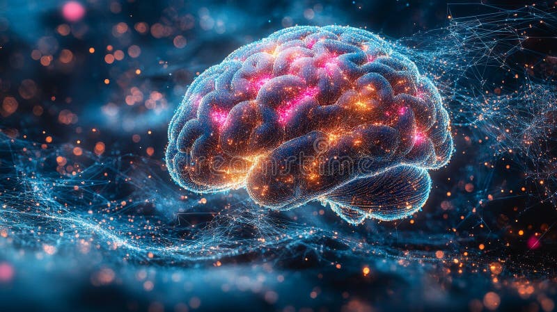 Electric Brain with Neural Connections and Sparks Stock Illustration ...