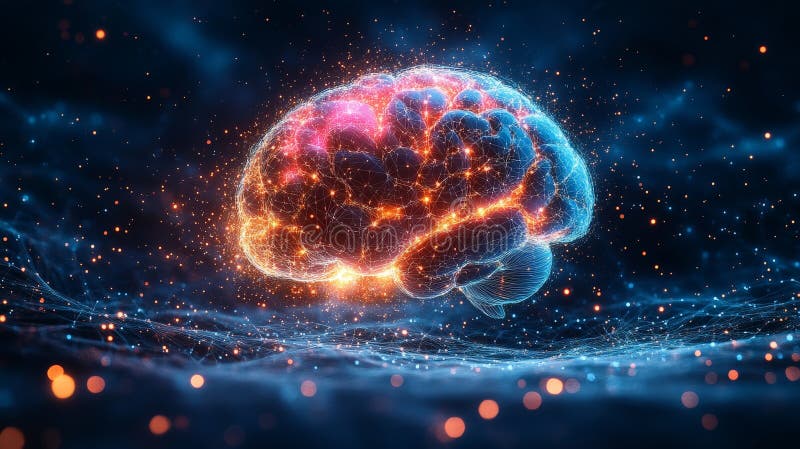 Electric Brain with Neural Connections and Sparks Stock Illustration ...