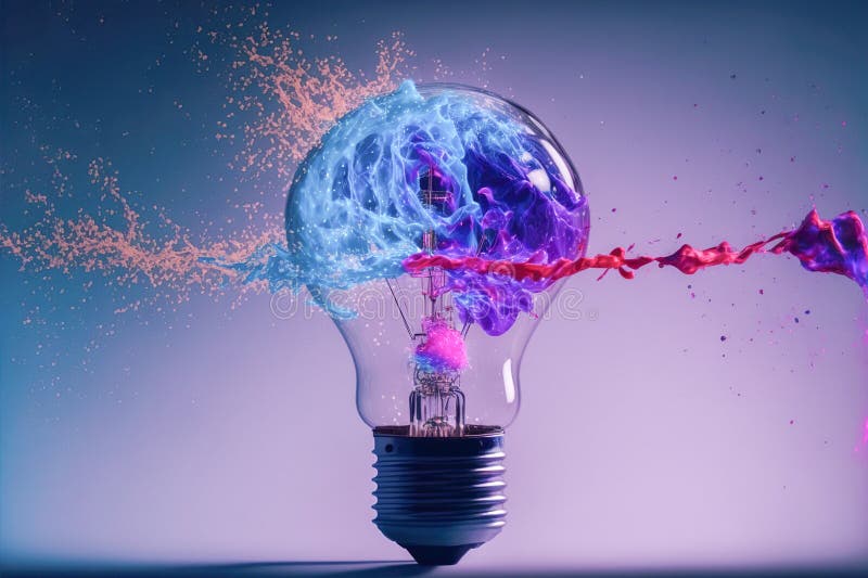 Electric Bulb Breaking and Explode Blue and Purple Lights Concept of ...