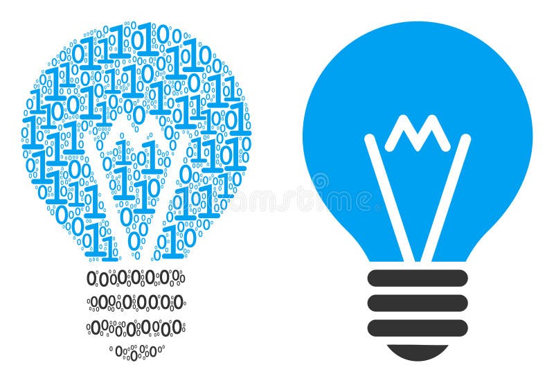 Electric Bulb Collage of Binary Digits Stock Vector - Illustration of ...