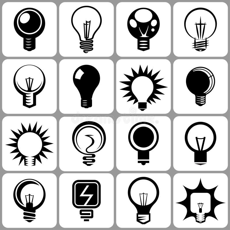 Electric Bulb Icons Set stock vector. Illustration of invention - 30904372