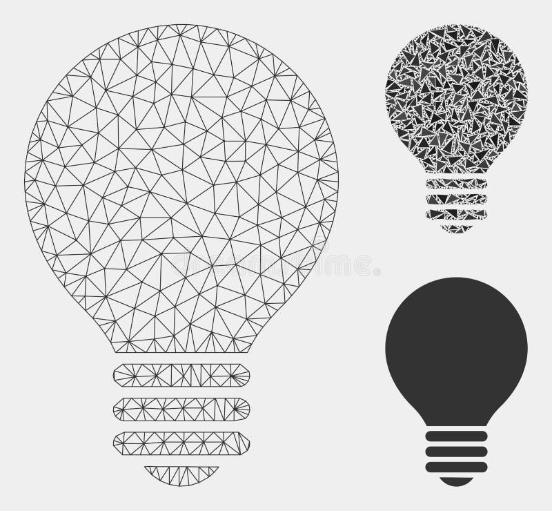 Electric Bulb Vector Mesh Network Model and Triangle Mosaic Icon Stock ...