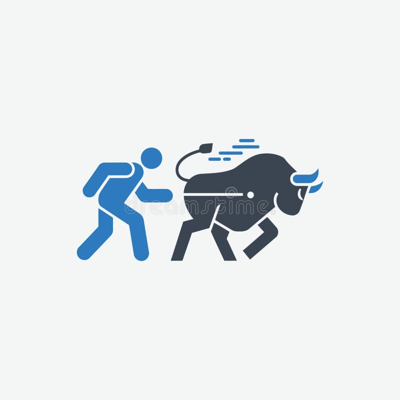 Electric bull running icon stock vector. Illustration of technology ...