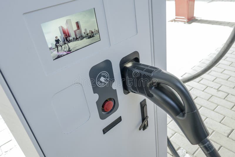 Electric Bus Charging Station Stock Photo - Image of plug, supply ...