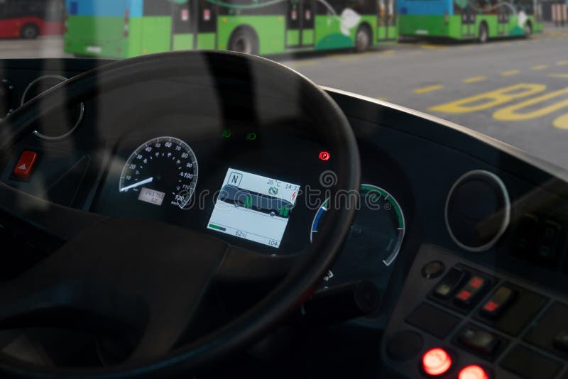 Electric Bus Dashboard Close Up Stock Photo - Image of electric ...