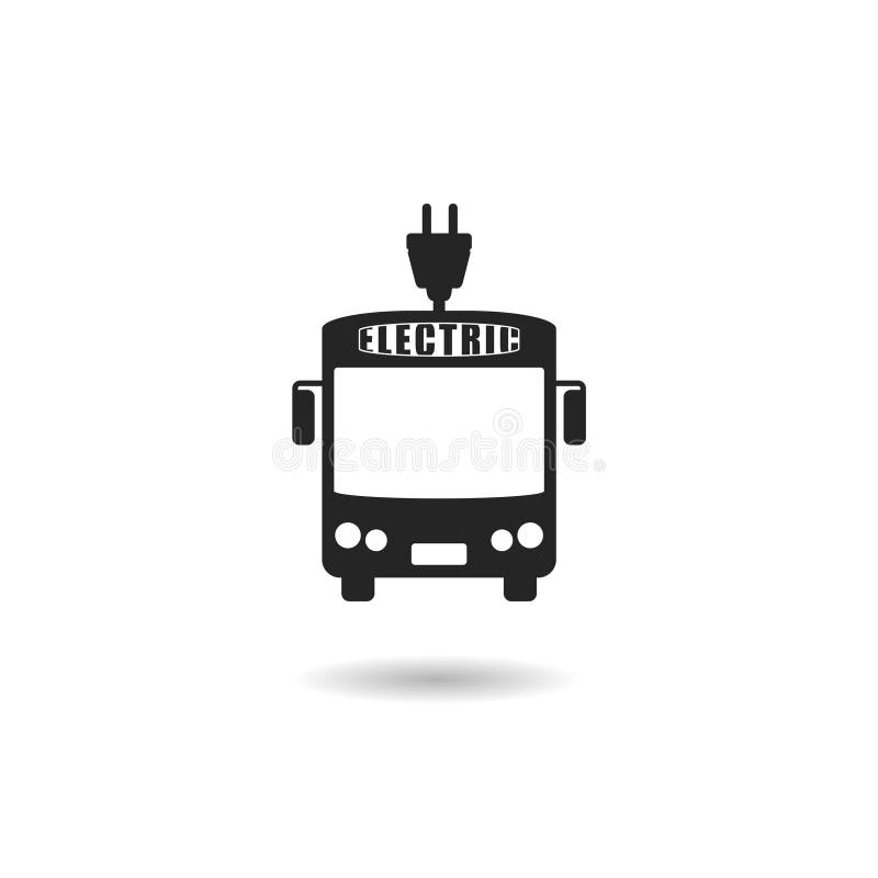 Electric Bus Icon Logo with Shadow Stock Vector - Illustration of ...