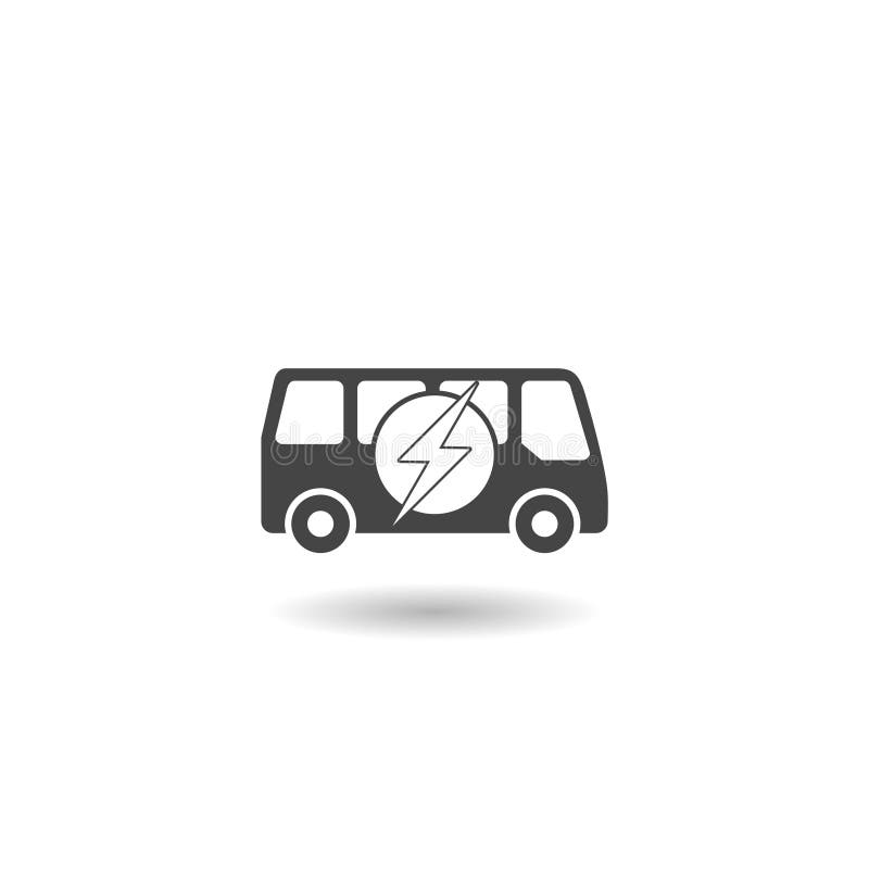 Electric Bus Icon with Shadow Stock Vector - Illustration of green ...