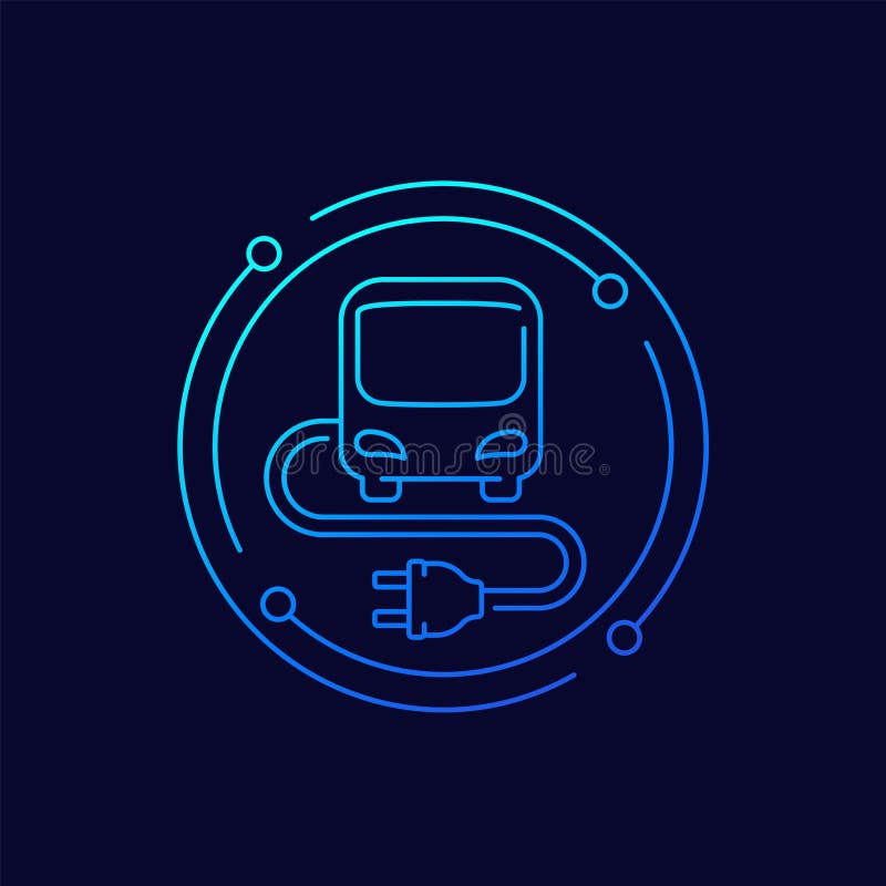 Electric Bus Line Icon with a Plug, Vector Stock Vector - Illustration ...