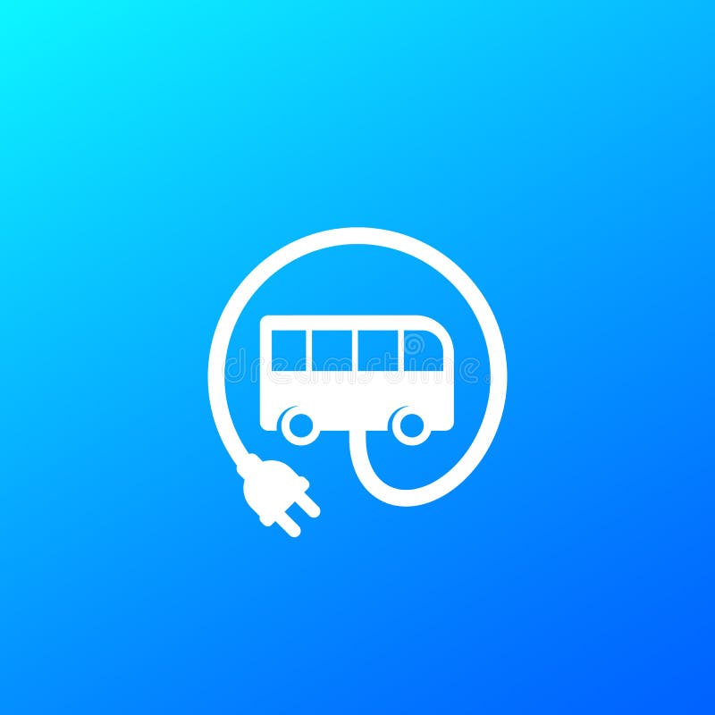 Electric Bus with Plug Icon, Vector Sign Stock Vector - Illustration of ...