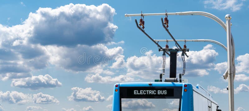 Electric bus at a stop stock photo. Image of stop, wind - 204045752