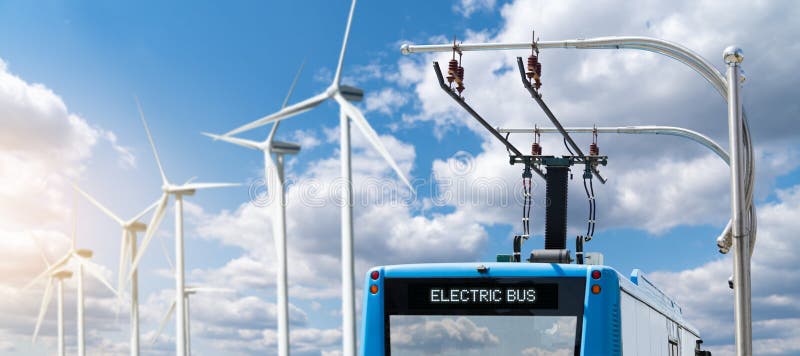Electric bus at a stop stock photo. Image of technology - 202727570