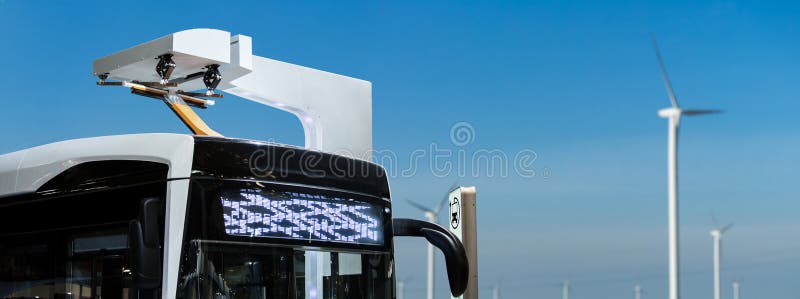 Electric bus at a stop stock image. Image of charge - 204046207