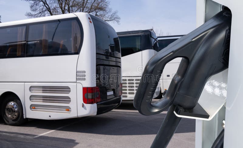 Electric Buses with Charging Station Stock Photo - Image of electric ...