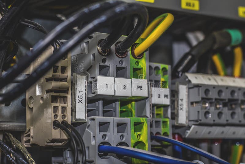 Electric Cabinet with Wires Connections Stock Image - Image of ...