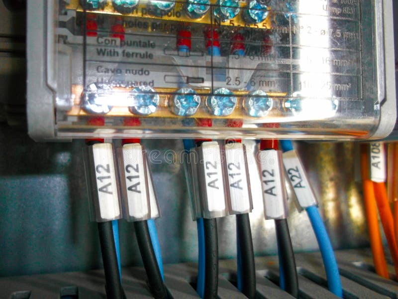 Electric Cabinet With Wires Connections Stock Image - Image of board ...