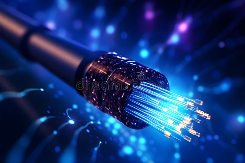 Electric Cable Background with Sparks and Bare Wires. Fiber Optics ...