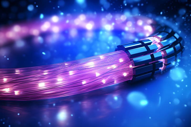 Electric Cable Background with Sparks and Bare Wires. Fiber Optics ...