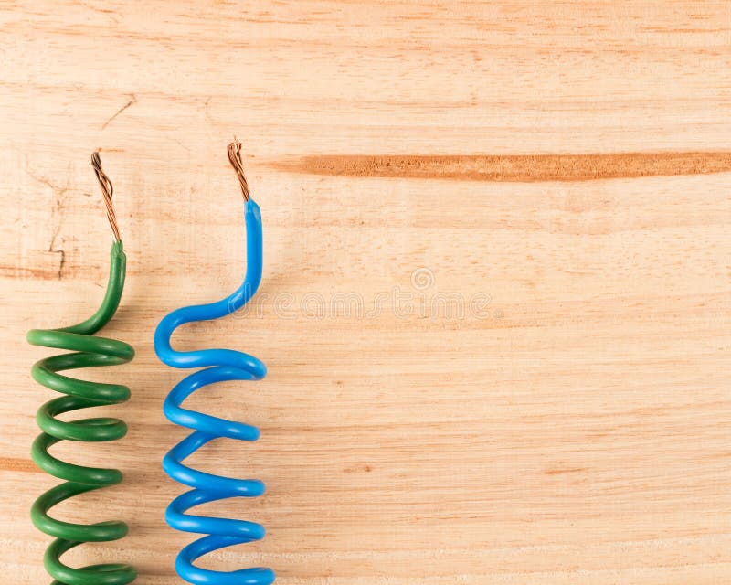 Electric Cable Ends on Wooden Table Stock Image - Image of grounding ...