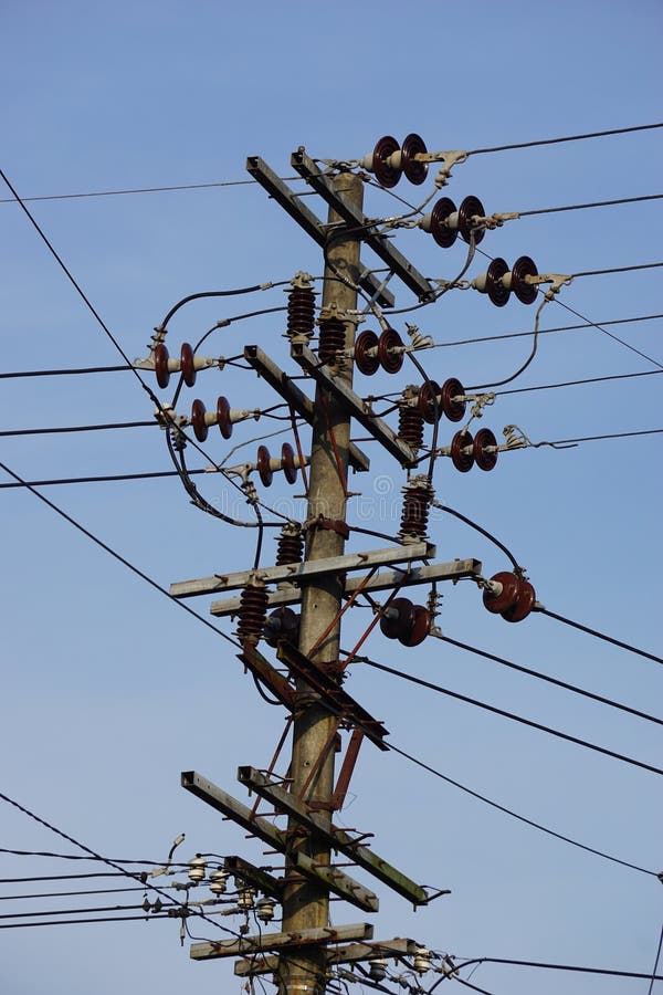 Electric Cable Network with a Natural Background Stock Image - Image of ...