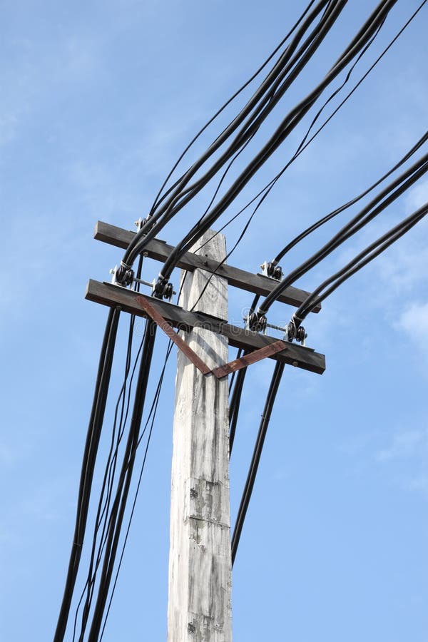 Electric cable on pole stock image. Image of connection - 27599965